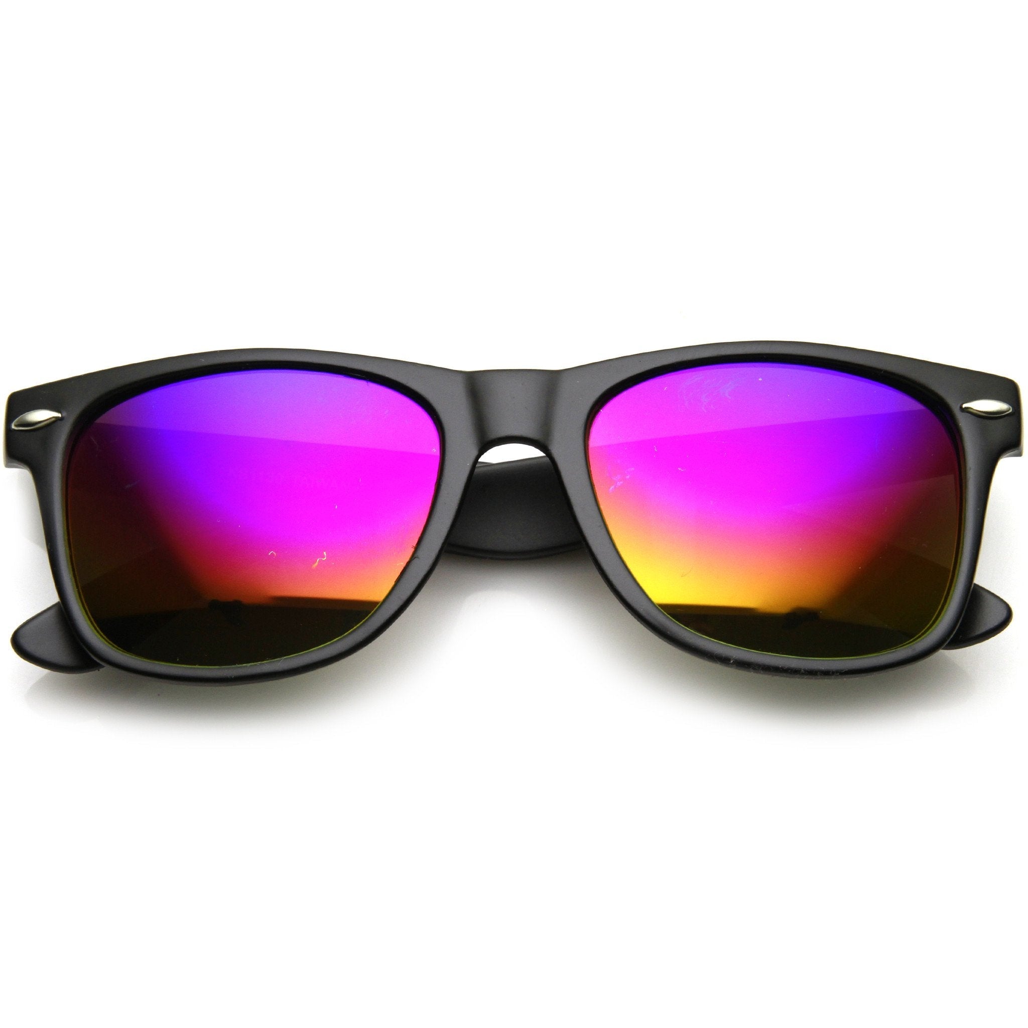 Retro Matte Black Horned Rim Flash Colored Lens Sunglasses 58mm 8025 ...