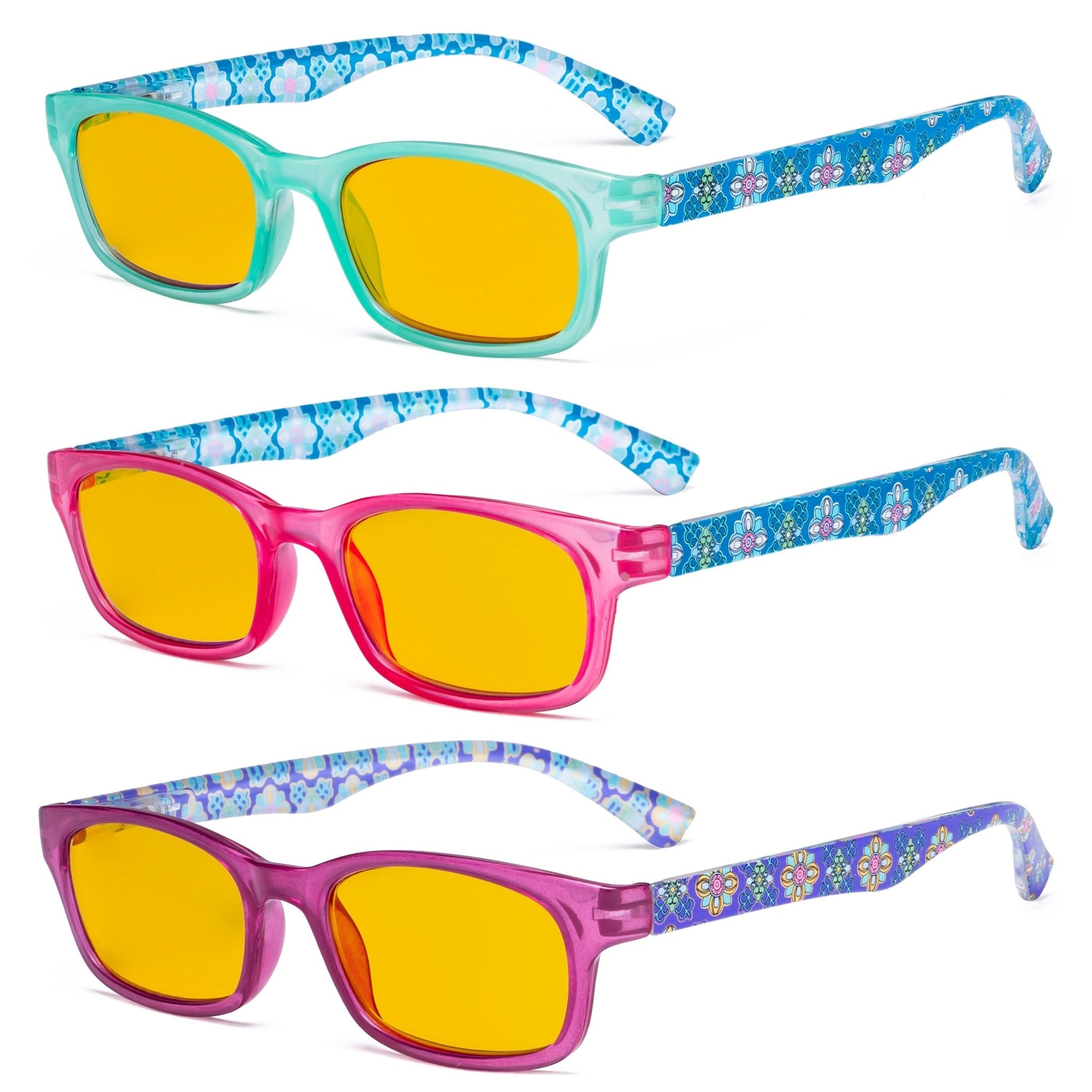 3 Pack Floral Print Blue Light Blocking Readers – spare-specs.com