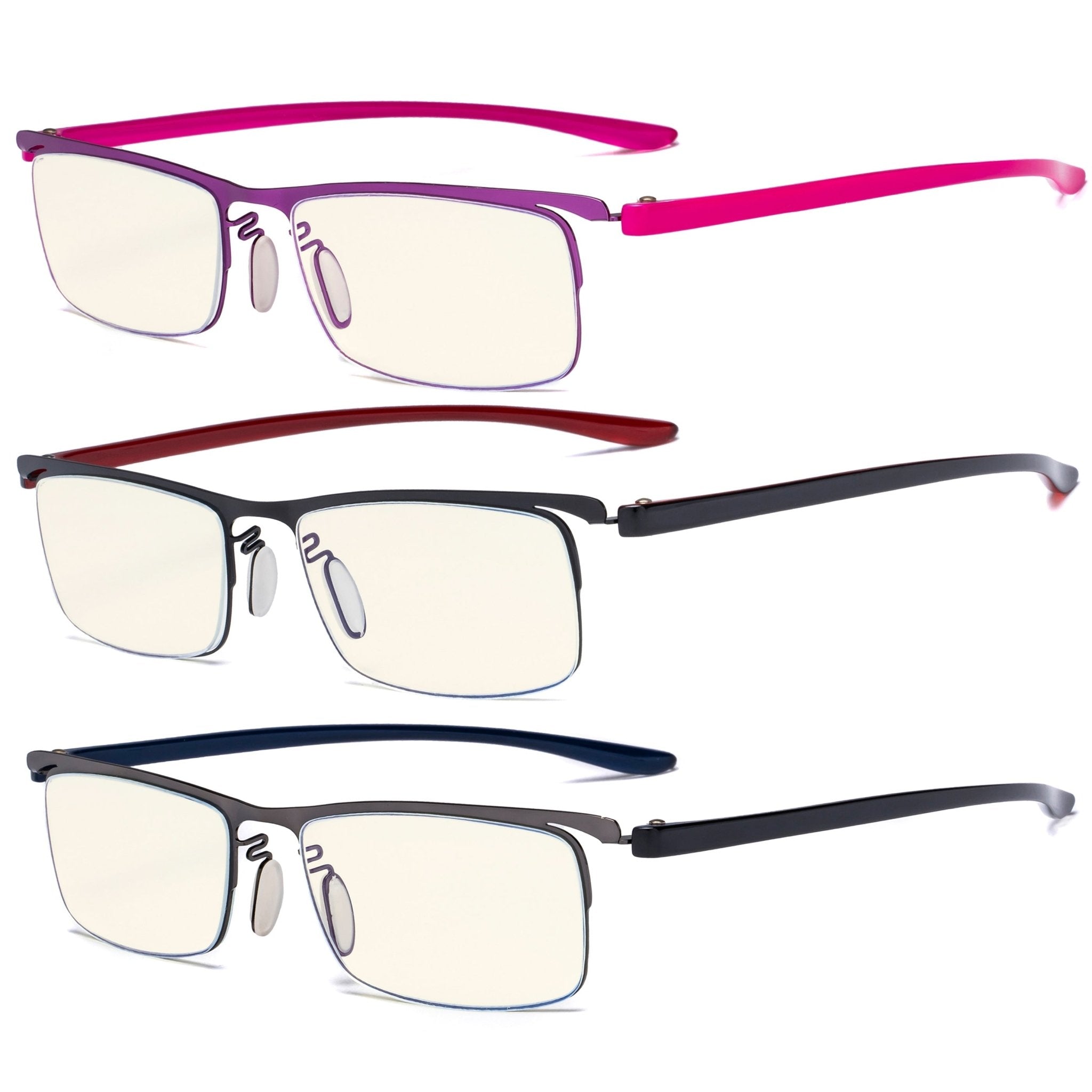 3 Pack Half-Rim Blue Light Filter Reading Glasses – spare-specs.com