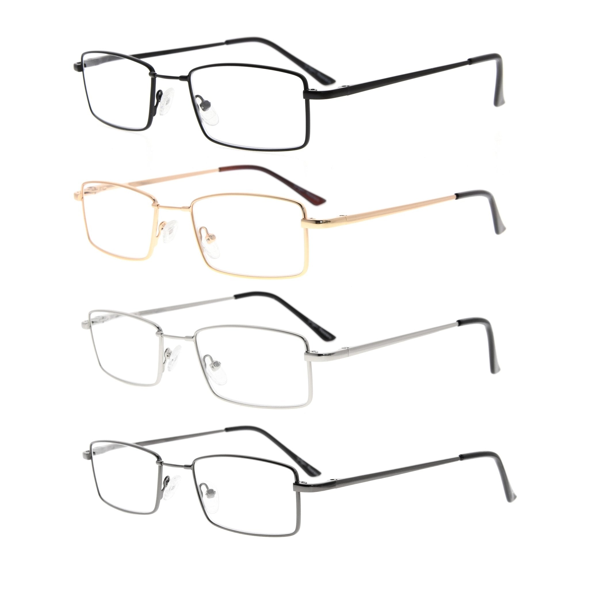 4 Pack Bendable Memory Metal Bridge Reading Glasses – spare-specs.com